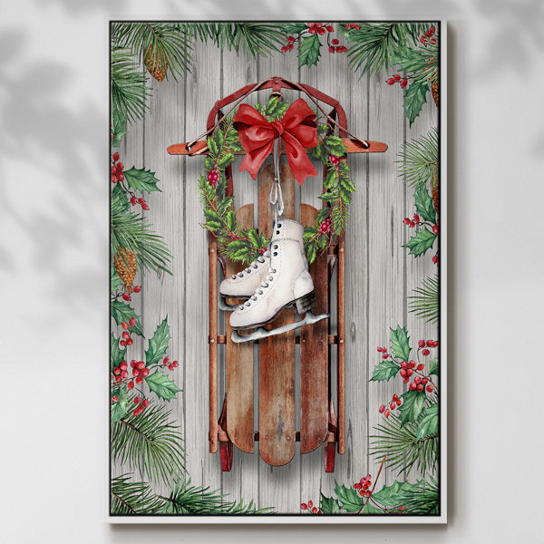 Winston Porter Sled And Skates Framed On Canvas Print | Wayfair
