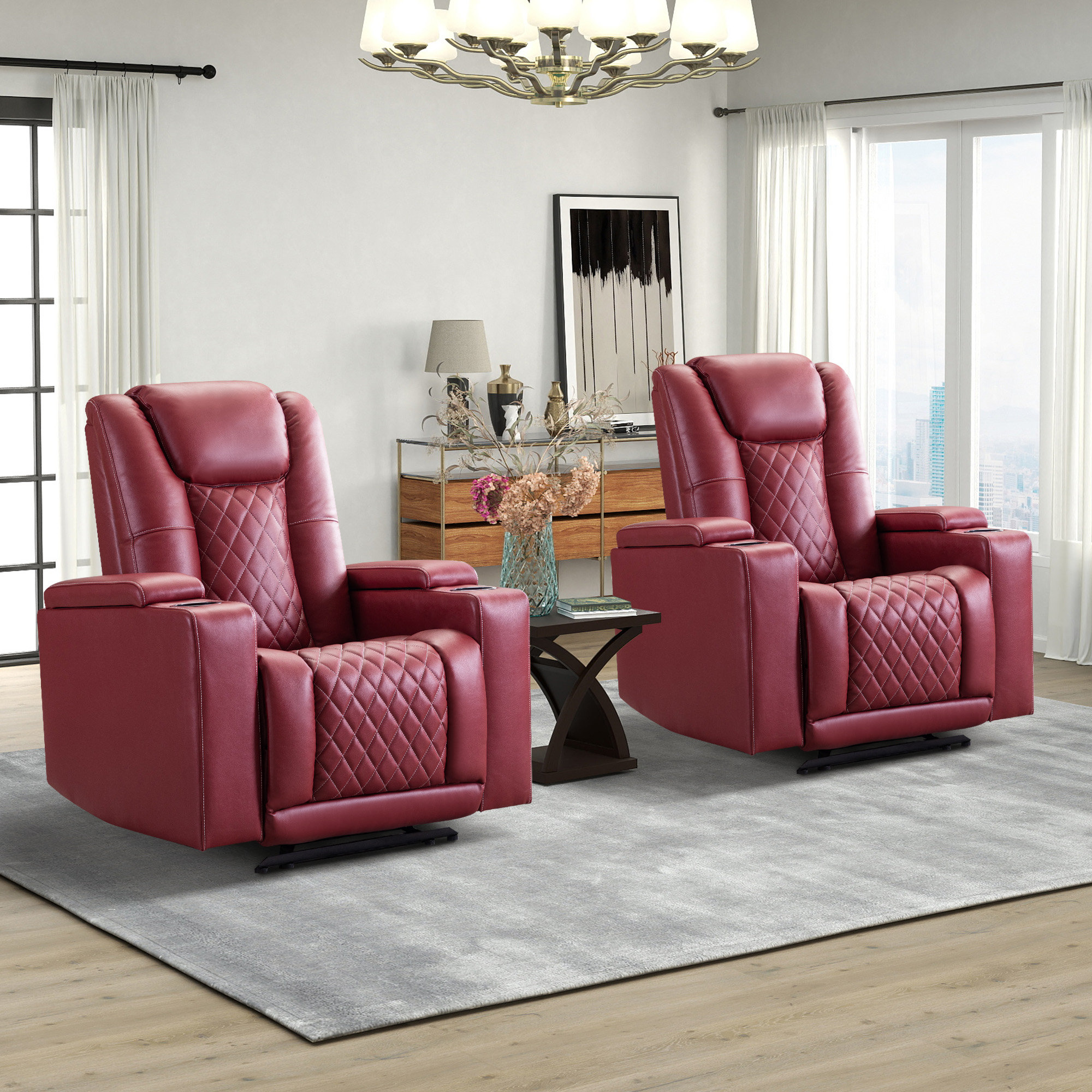 Wrought Studio™ 36.6" Wide Modern Luxury Power Recliner Home Theater ...