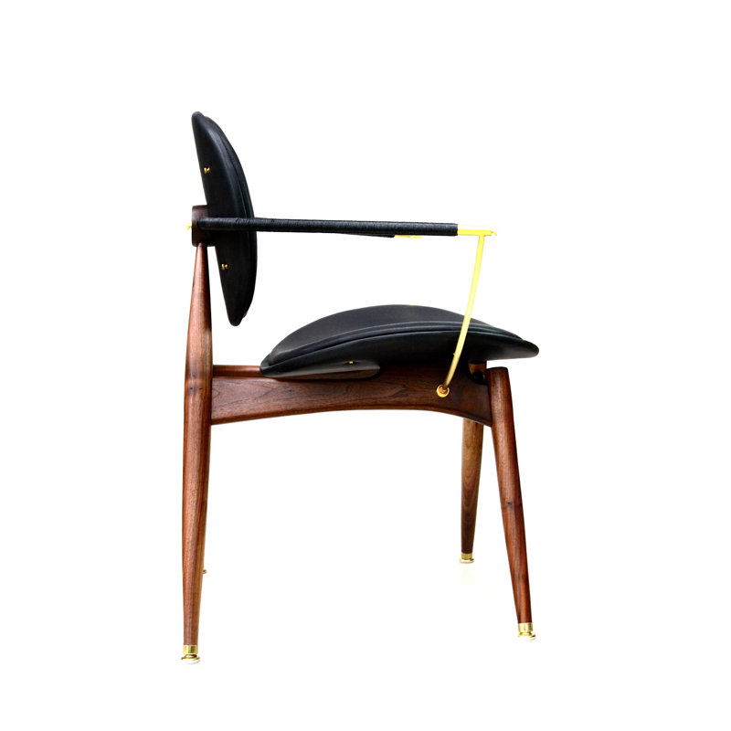Janosi Design Leather Arm Chair in Walnut/Black | Perigold