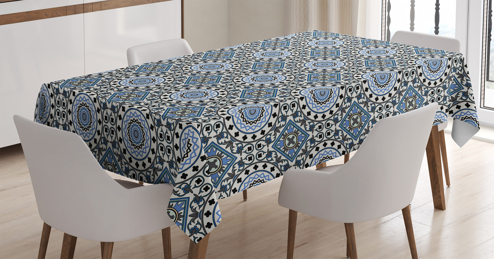 East Urban Home Orient Tablecloth, Retro Style Motifs Mosaic Ceramic ...
