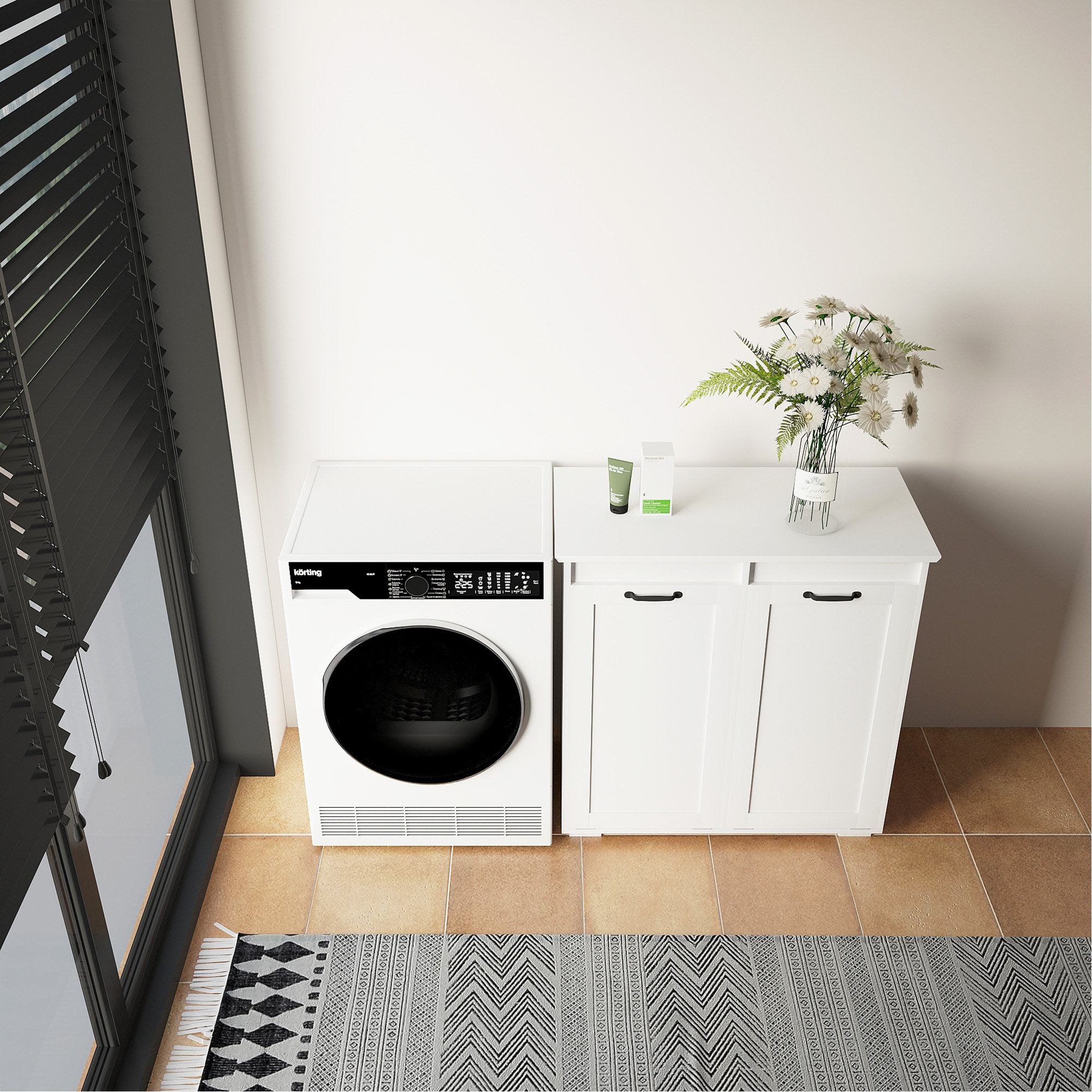 TYUNABRN Laundry Cabinet With Divided Sections And Handles For Easy ...