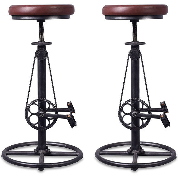 Williston Forge Rustic Swivel Adjustable Bike Stool-29-37" Kitchen ...