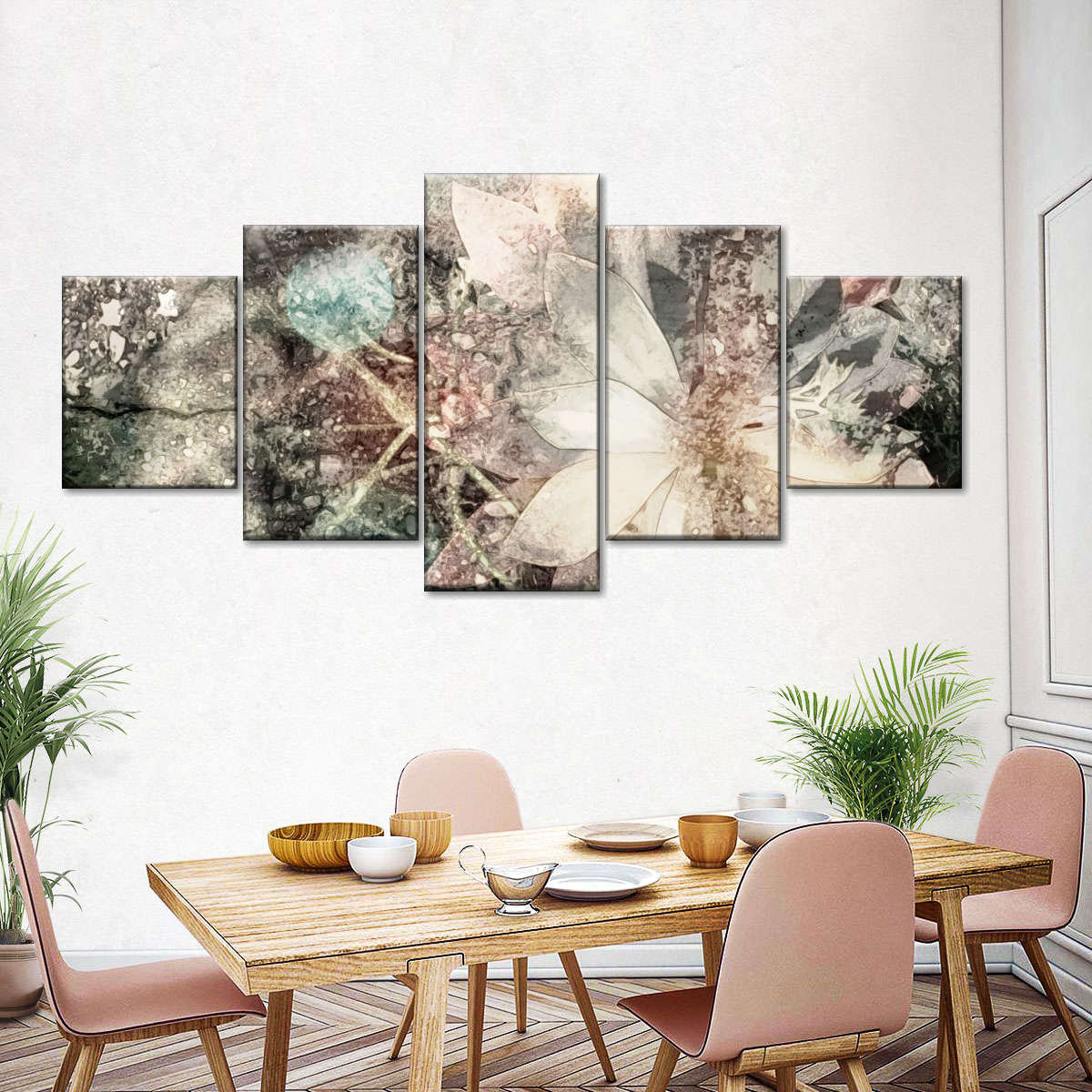 Brayden Studio® Abstract Floral Elements Wall Art Multi Piece Canvas ...