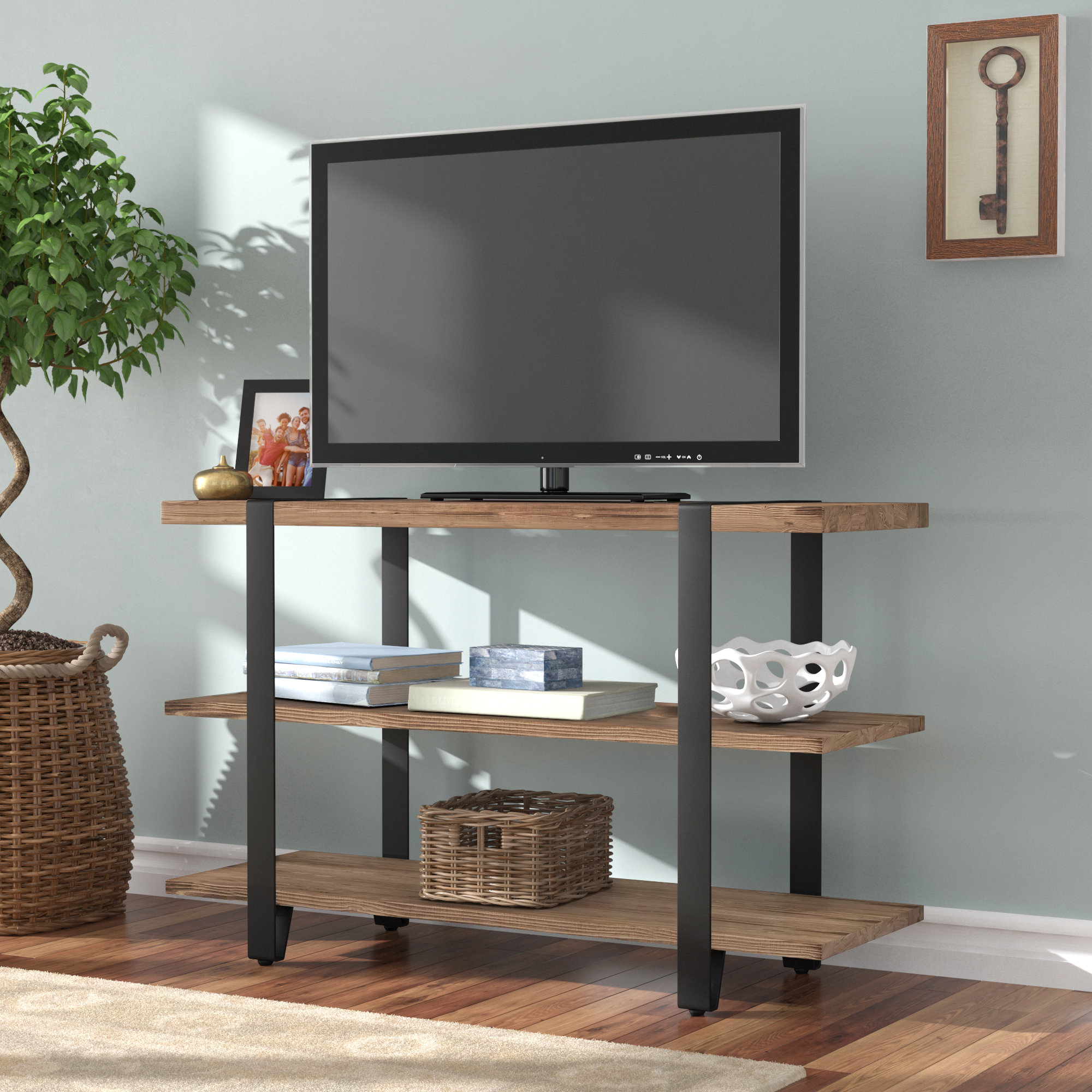 Birch Lane™ Lora 48" Wide Rustic Industrial Wooden and Metal TV Stand ...