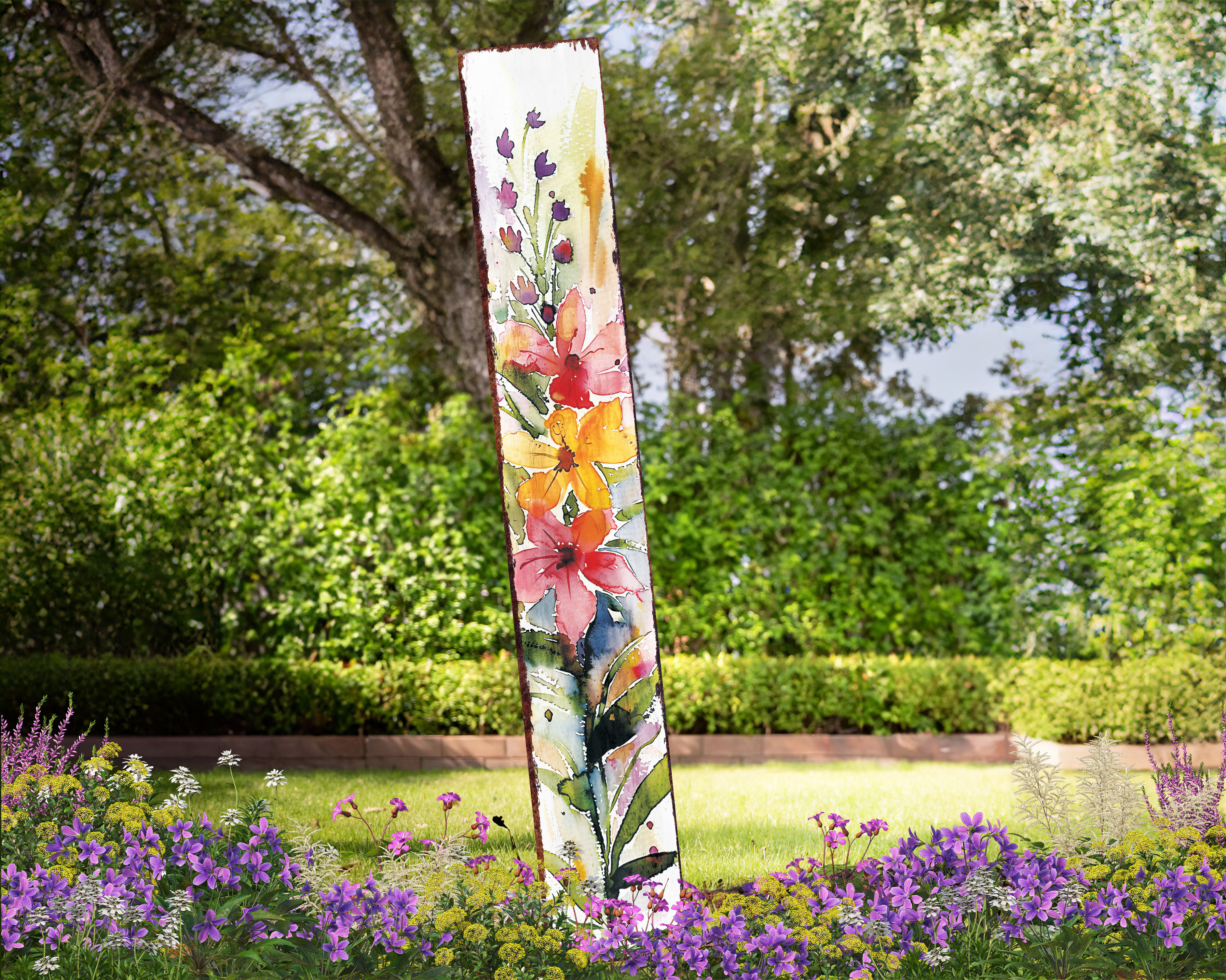 Winston Porter 66in Spring Garden Stake | Watercolor Fireweed Floral ...