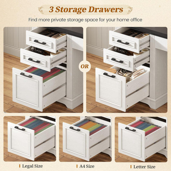 Lark Manor™ Farmhouse L Shaped Desk With Hutch And 3 Drawers, 68.9 ...