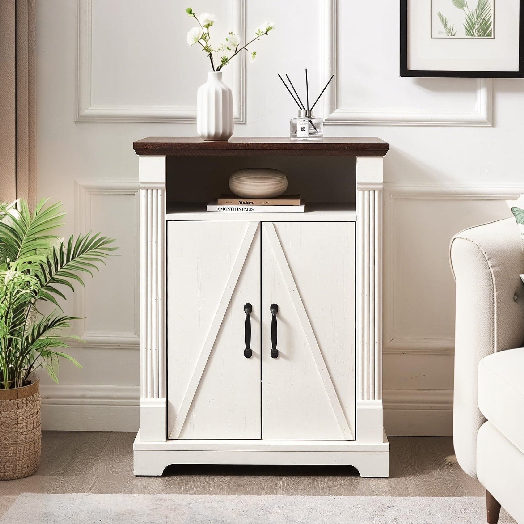 Bay Isle Home™ 24" Farmhouse Barn Door Cabinet With Roman Columns ...