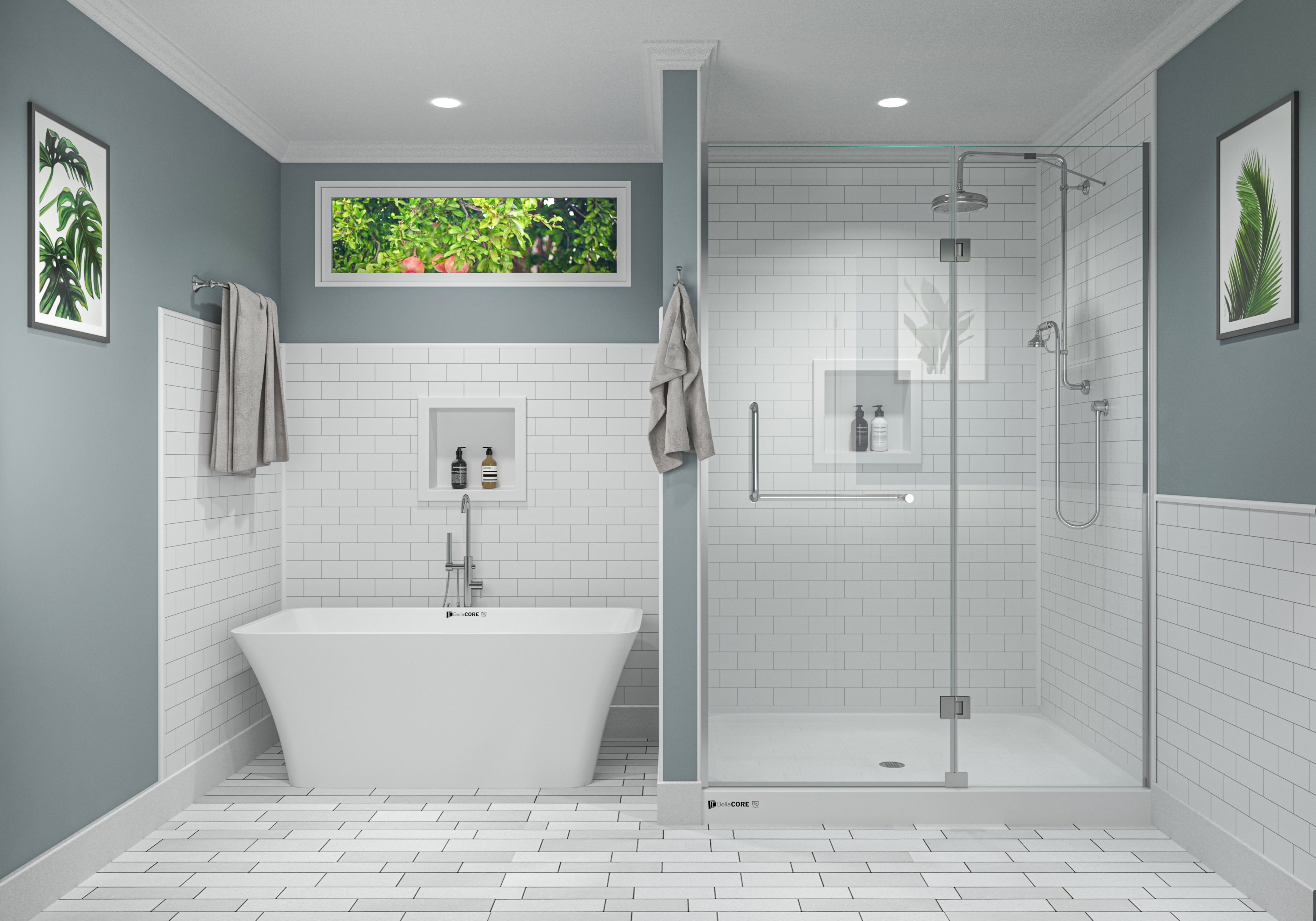 Bella CORE Poly Subway Tile 3 x 6" Poly Tub and Shower Surround 3 Wall ...