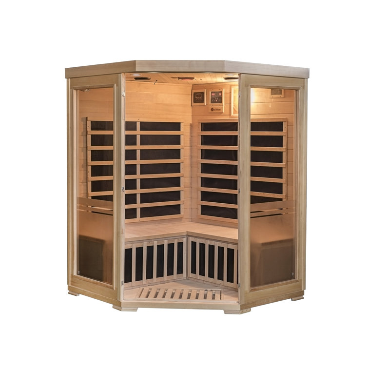 Heatwave Sonoma 3-Person Hemlock Infrared Corner Sauna with 7 Carbon ...