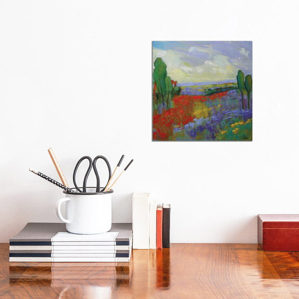 Rosalind Wheeler Poppy Field Valley by Alexi Fine - Wrapped Canvas ...