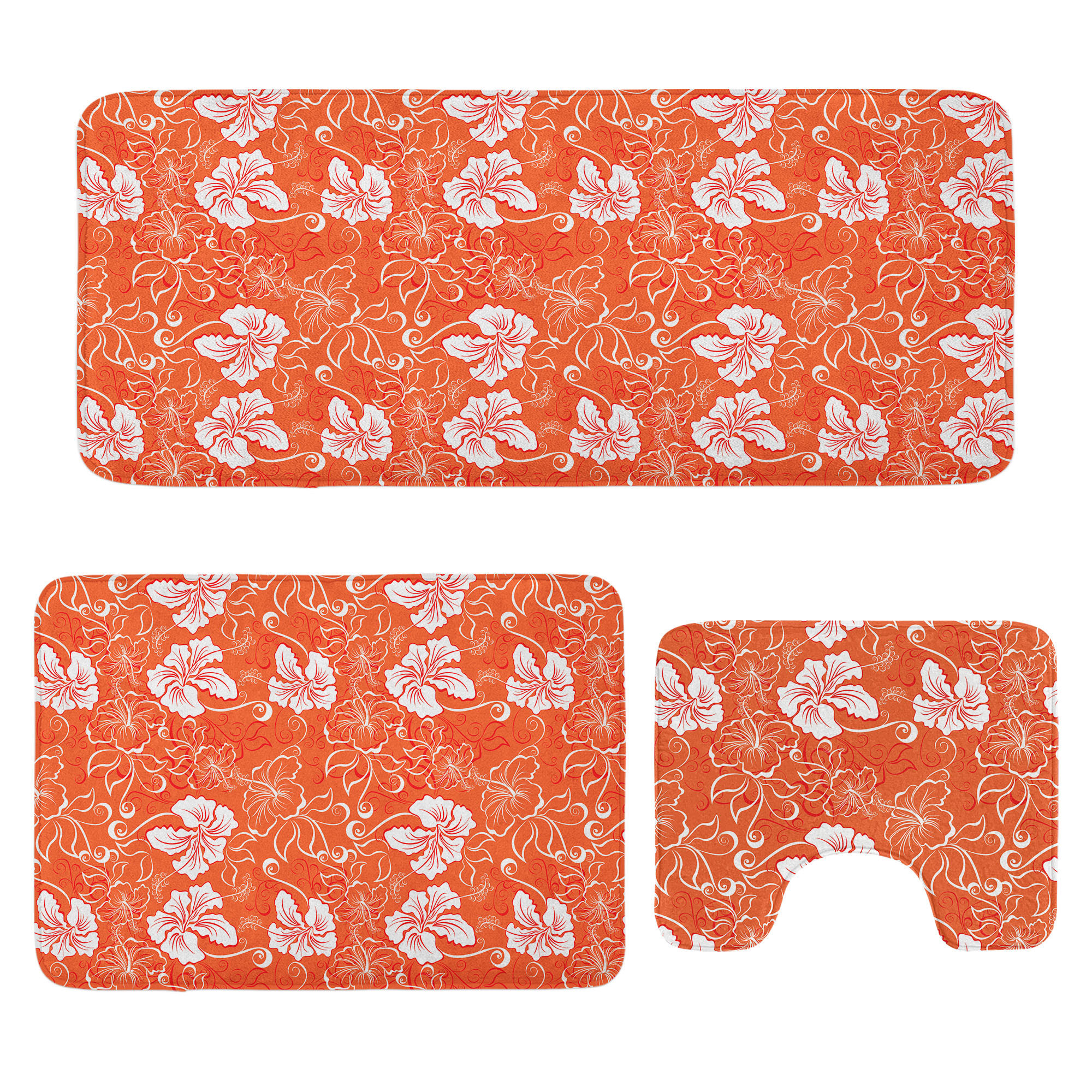 East Urban Home Burnt Orange Bathroom Rug Set 3 Pieces U-Shape ...