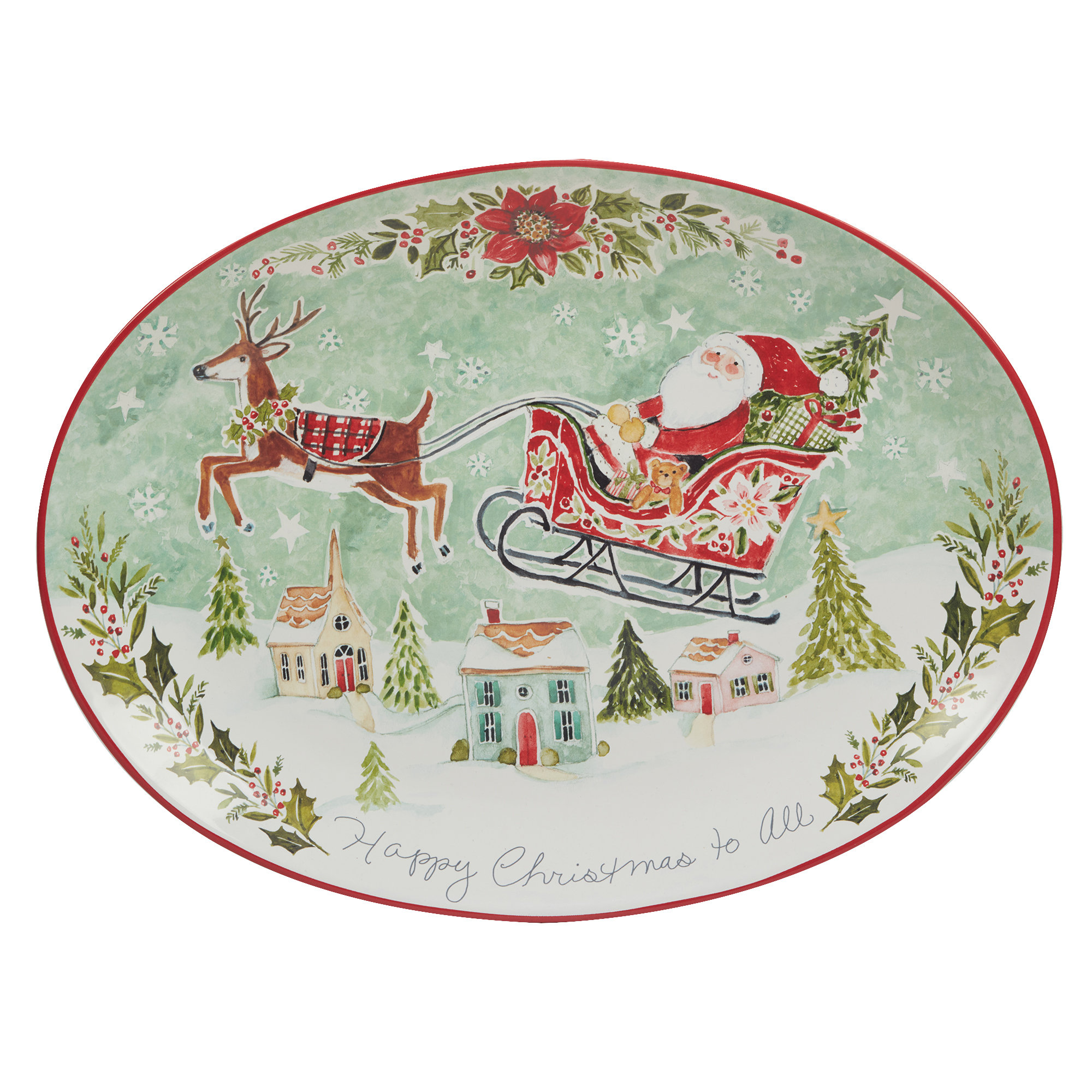 Certified International Joy of Christmas Oval Platter 16" x 12" | Wayfair