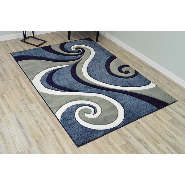 Orren Ellis Adryn Abstract Navy Area Rug & Reviews | Wayfair
