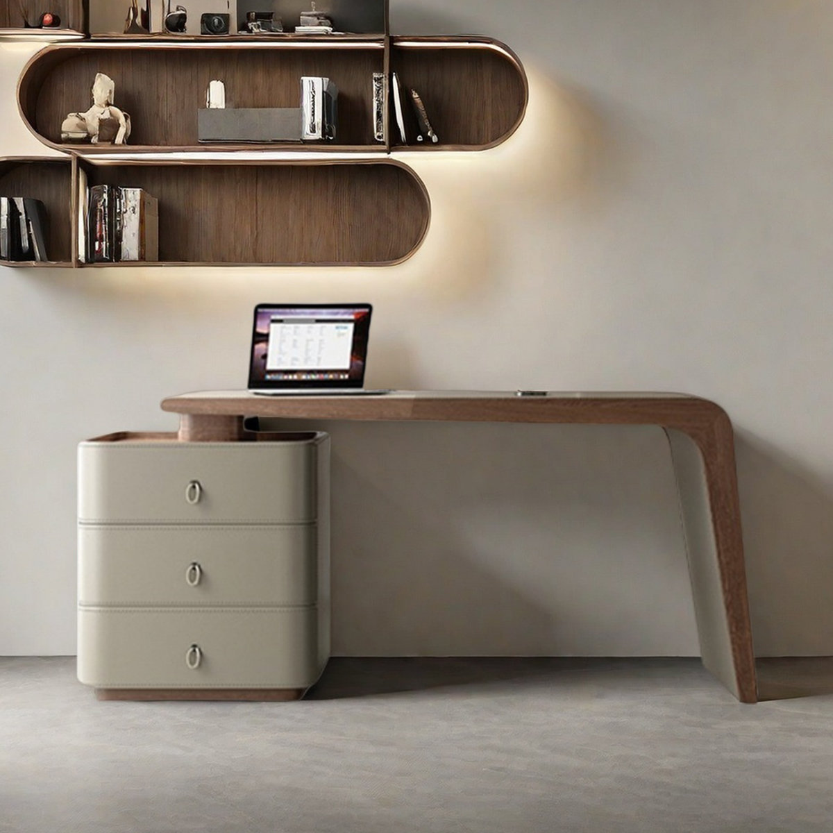 Orren Ellis Saddle leather desk high-end study office table | Wayfair