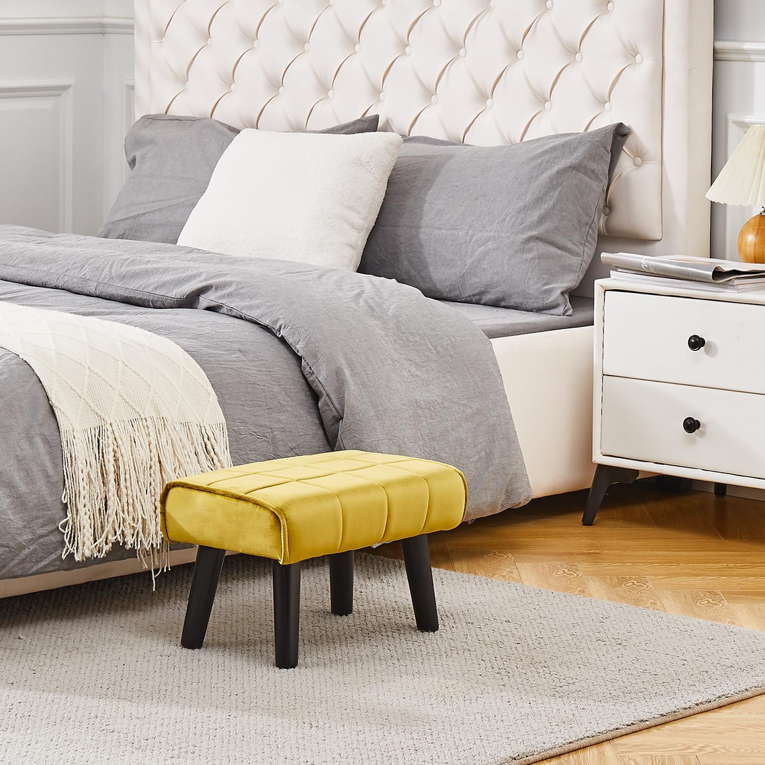 Mercer41 Small Foot Stool Ottoman Modern Accent Step Stool Seat With ...