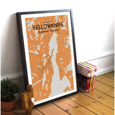 Wrought Studio 'Yellowknife City Map' Graphic Art Print Poster in ...