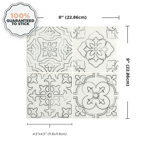 Smart Tiles Peel and Stick Gel Backsplash Tile Vintage 9" x 9" (Set of ...