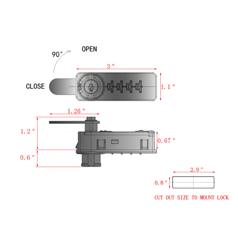 FixtureDisplays Combination Cam Lock Master Key Cabinet Combo Lock ...