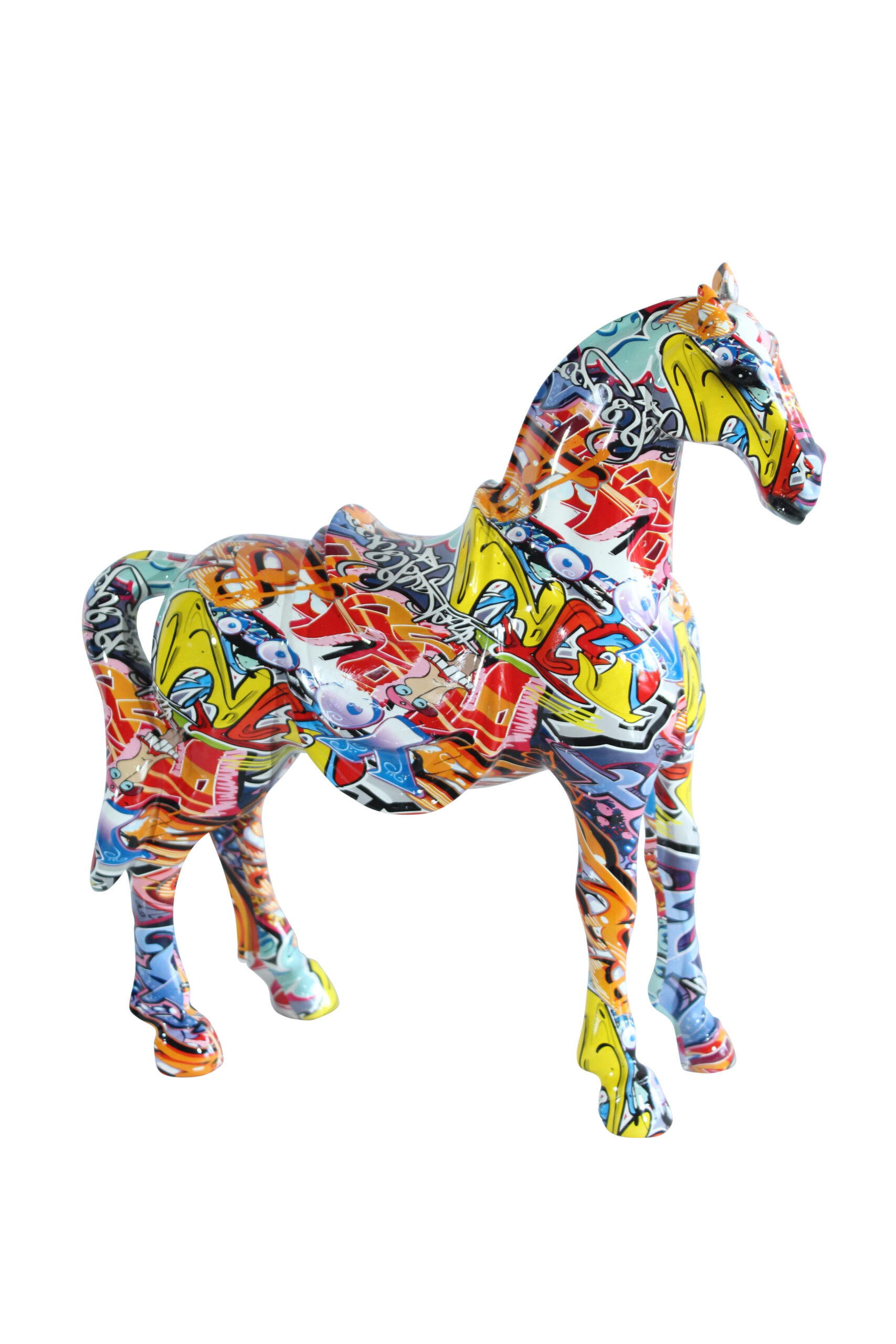 Red Barrel Studio Statue de cheval coloré en résine avec finition ...