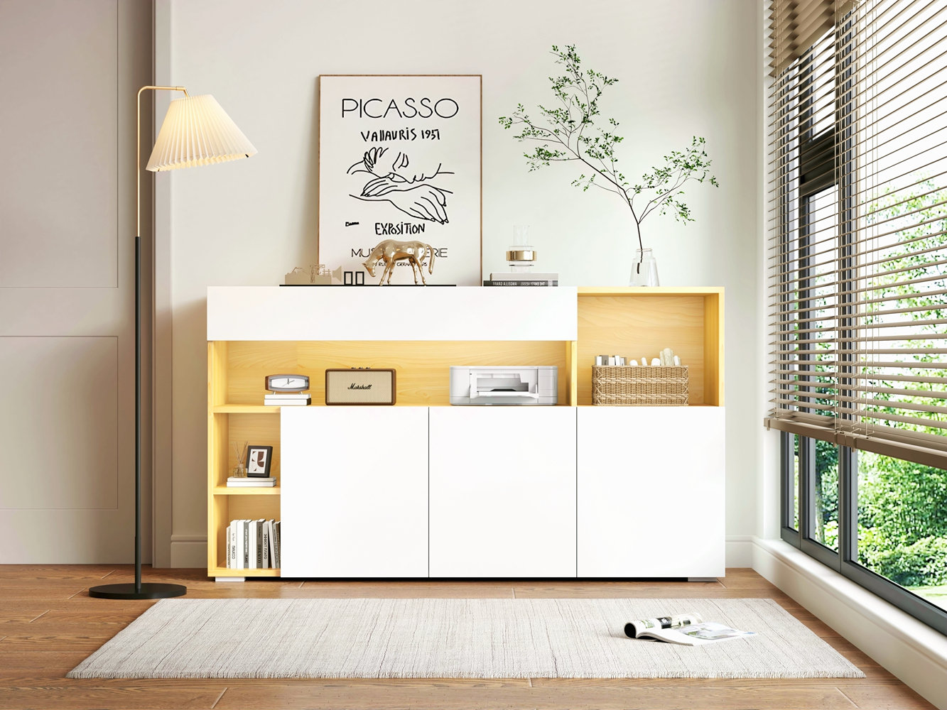 Metro Lane LED Sideboard Width 140Cm, Multifunctional Sideboard, Chest ...