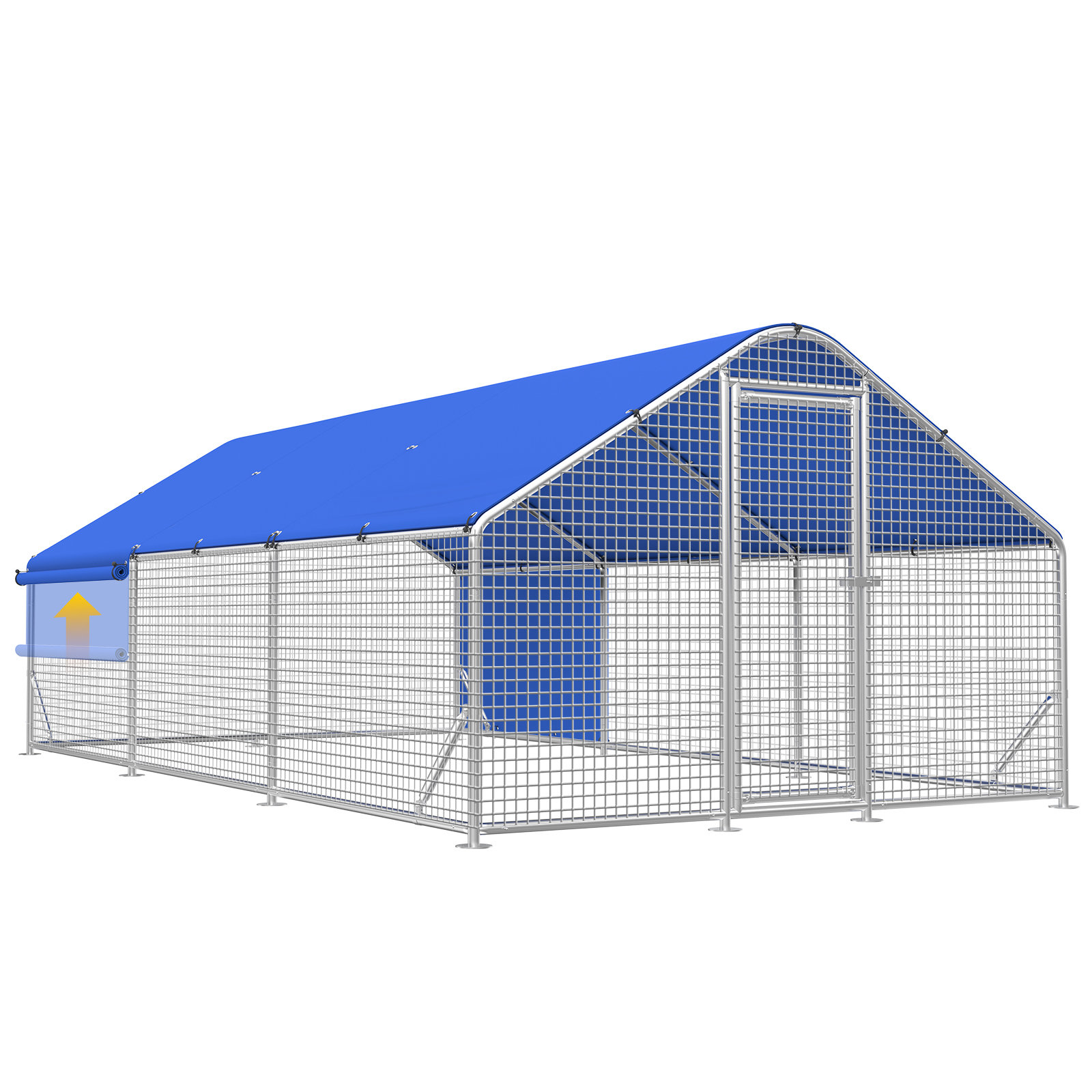 Latitude Run® Large Metal Chicken Coop with Galvanized Hardware Cloth ...
