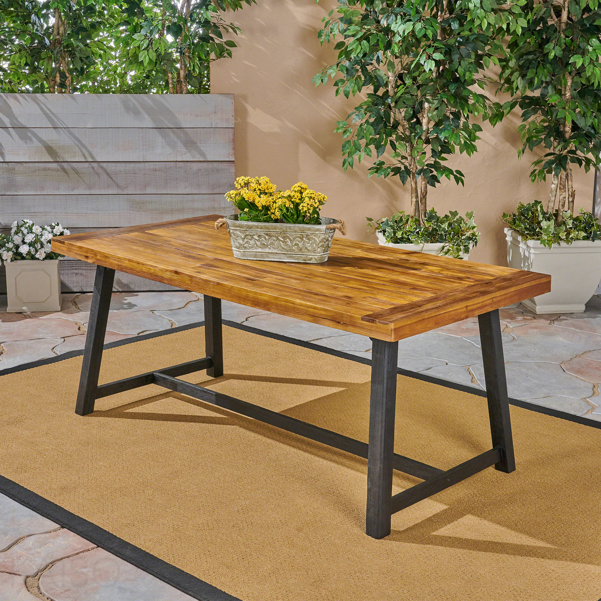 George Oliver Outdoor Acacia Wood Dining Table | Wayfair