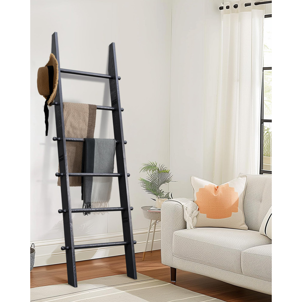 Lark Manor™ 6-Tier Blanket Ladder With Hanging Knobs, 5.5 Ft Wall ...