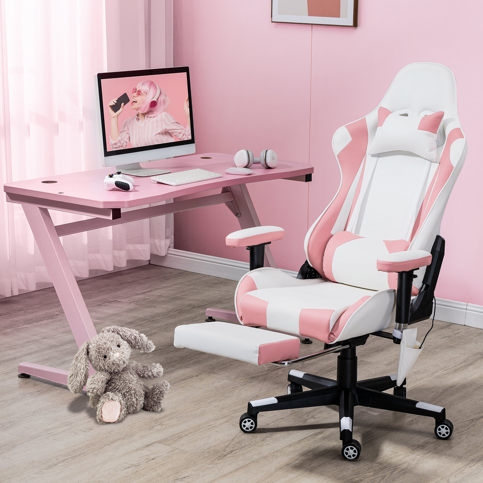 Inbox Zero Adjustable Reclining Ergonomic Faux Leather Swiveling PC ...