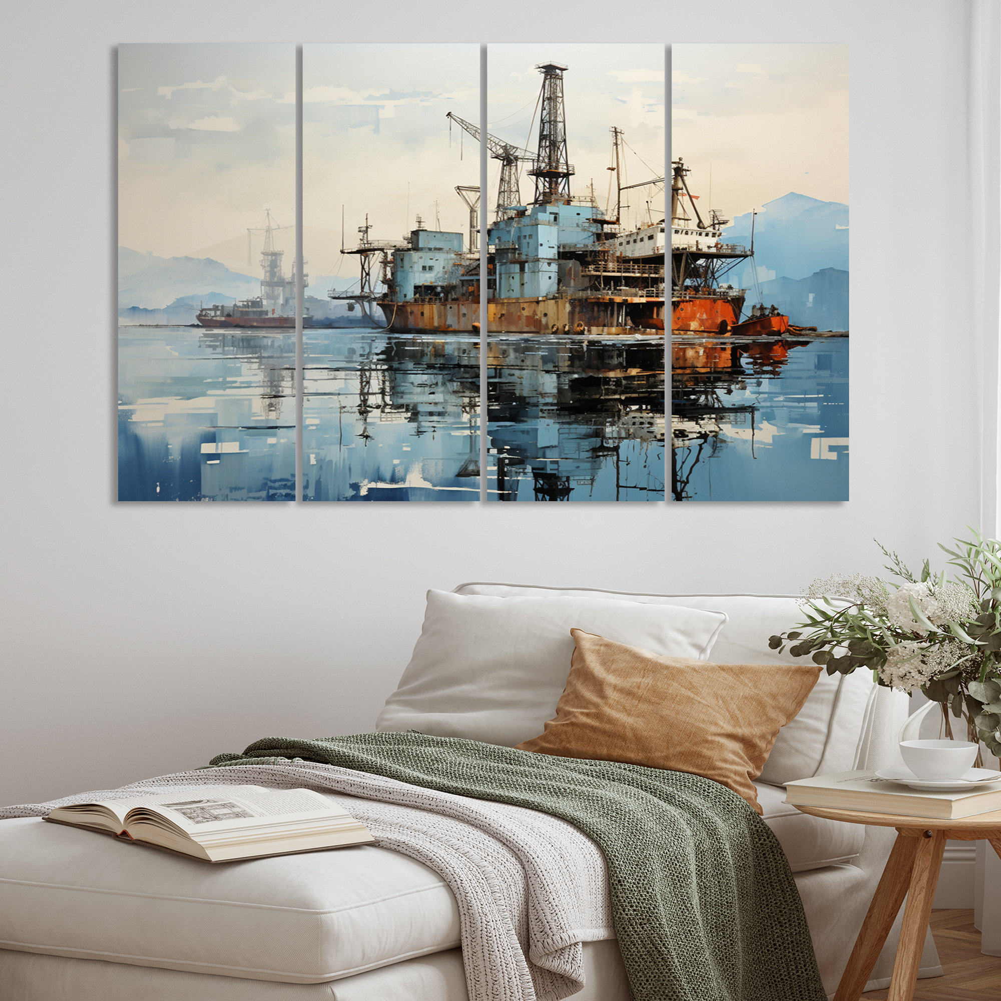 Breakwater Bay Blue Oil Rigs Fields industrial IV - Oil Rigs / Fields ...