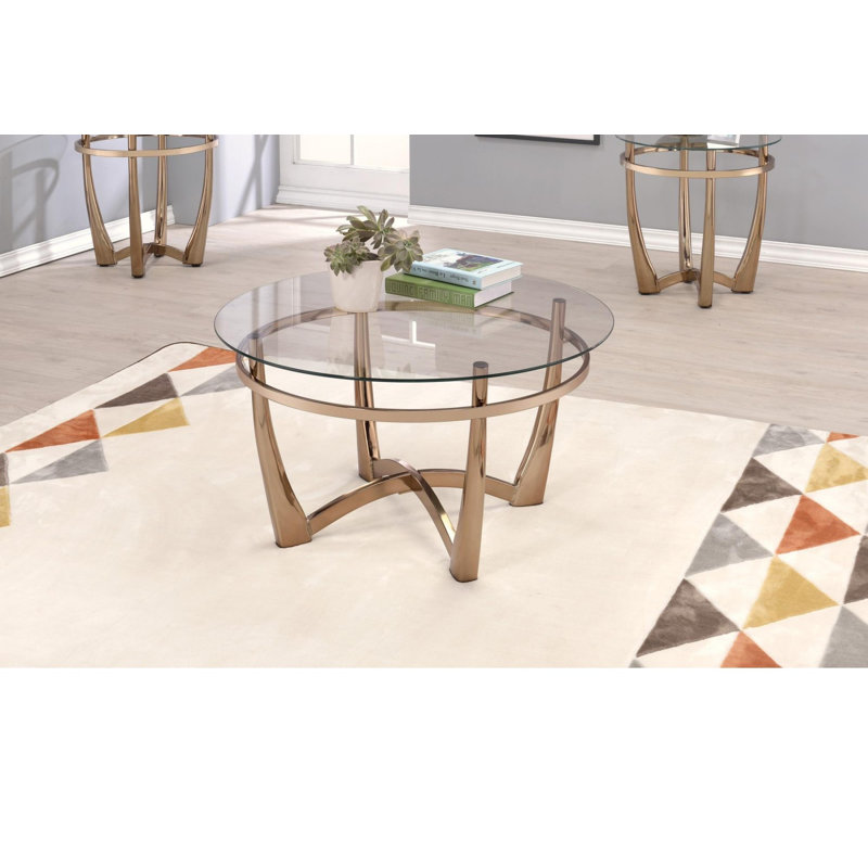 Mercer41 Clear Glass & Champagne Finish Coffee Table | Wayfair