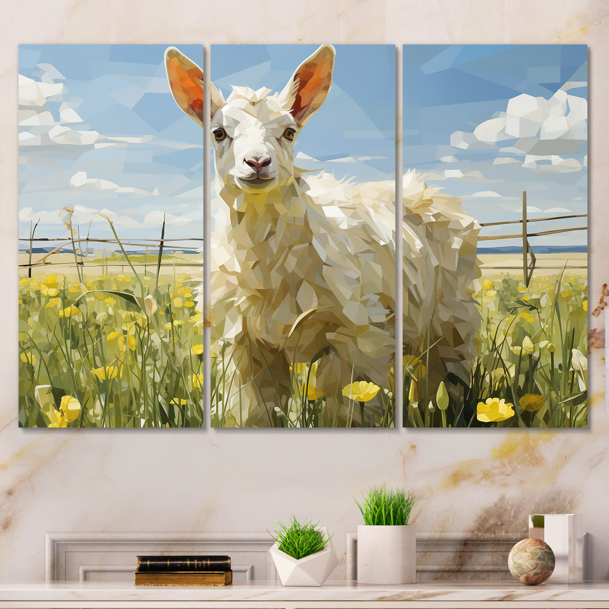 August Grove® Goat Pasture Patterns II - Goat Animal Wall Art | Wayfair