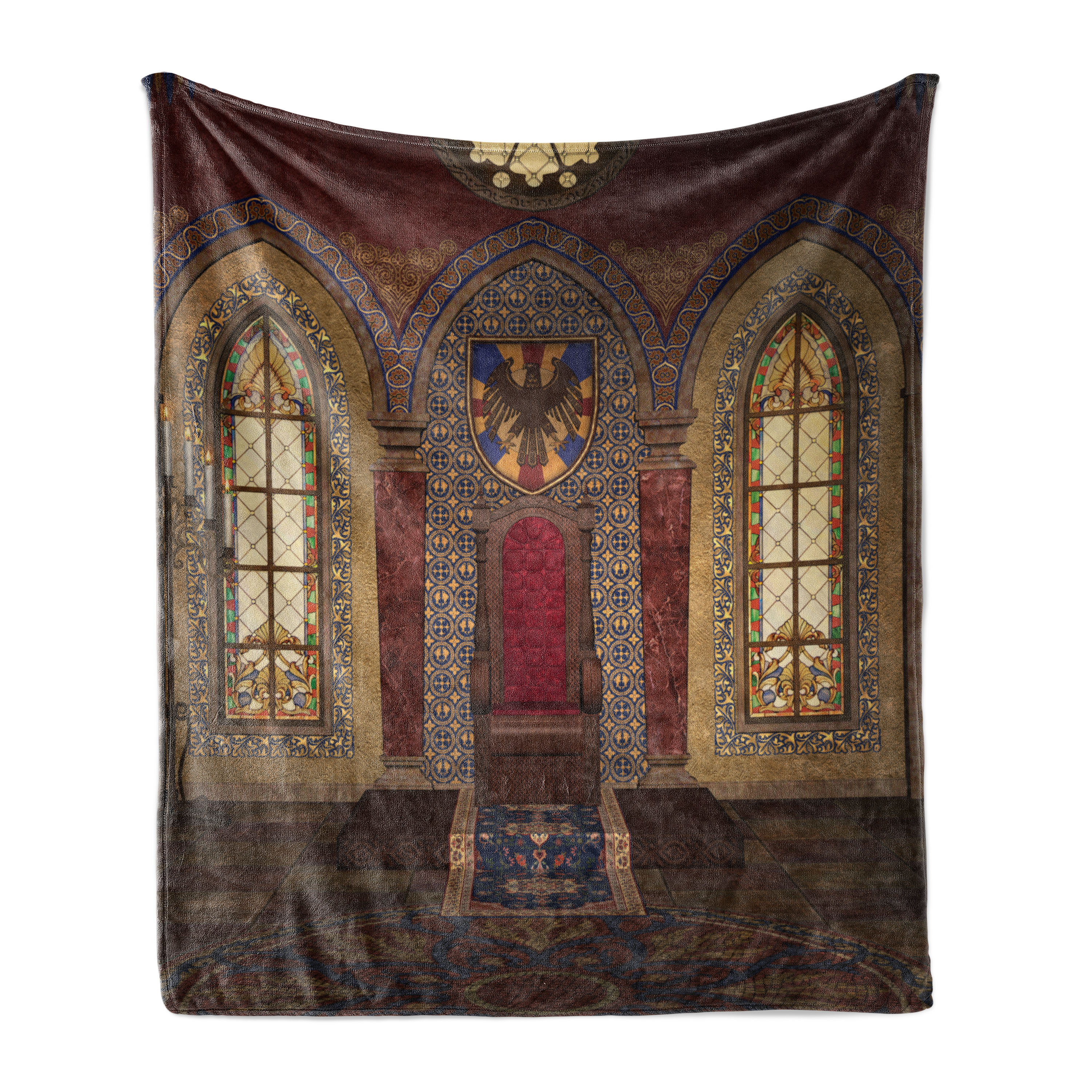 Ambesonne Gothic Fleece Throw Blanket Medieval Palace Brown Ruby | Wayfair