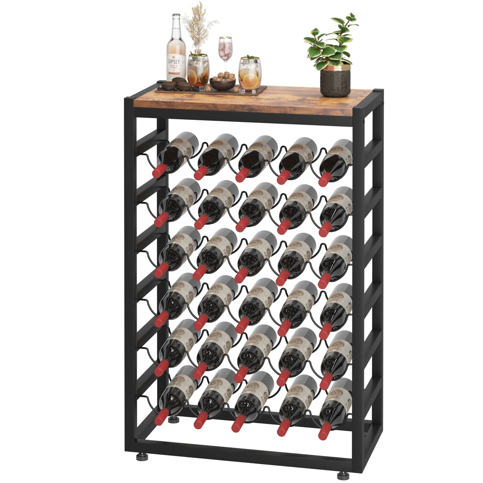 17 Stories Six-Tier Display Rack With Wooden Tabletop, Sturdy Metal ...