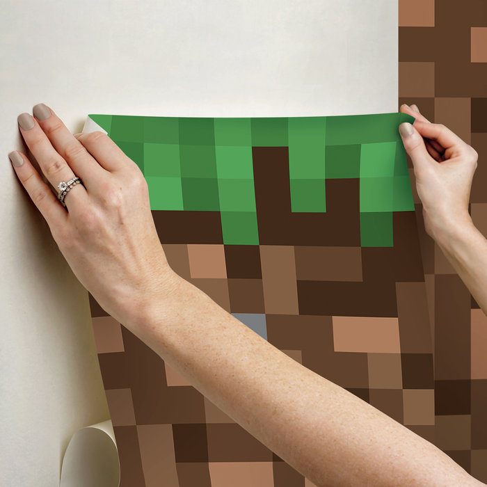 Room Mates Minecraft Blocks Peel & Stick Wallpaper Mural | Wayfair