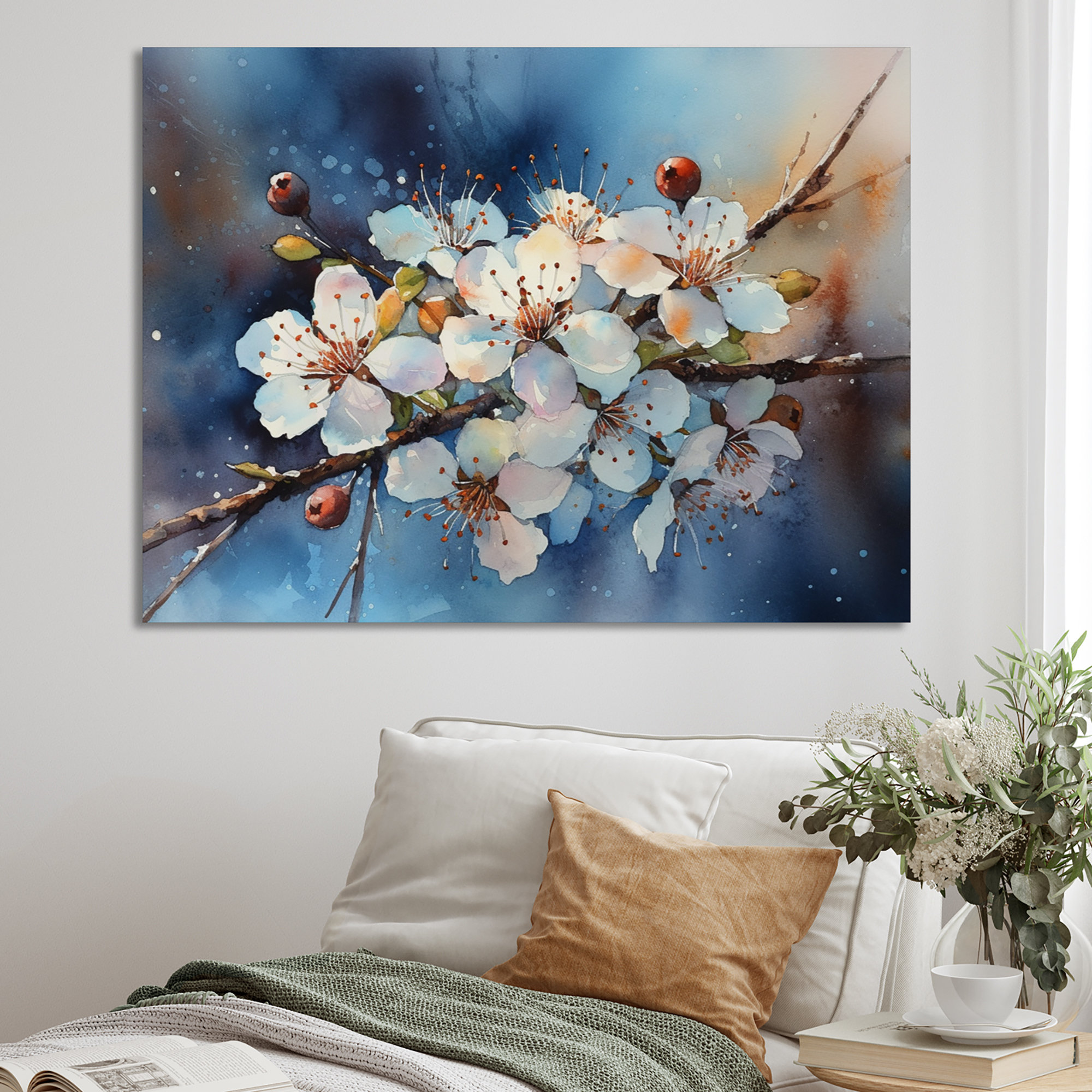 Red Barrel Studio® Rondarious White Blue Apple Tree Artistry III On ...