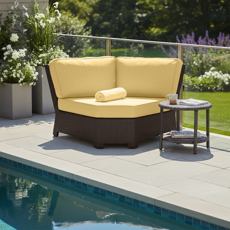 Dakota Fields Cabo 45 Degree Jacobean Flat Wicker Sectional Corner ...