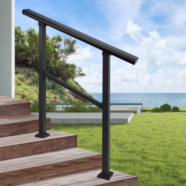 Brayden Studio Bitania Outdoor Step Handrail, 3 To 4 Step Stair Railing ...