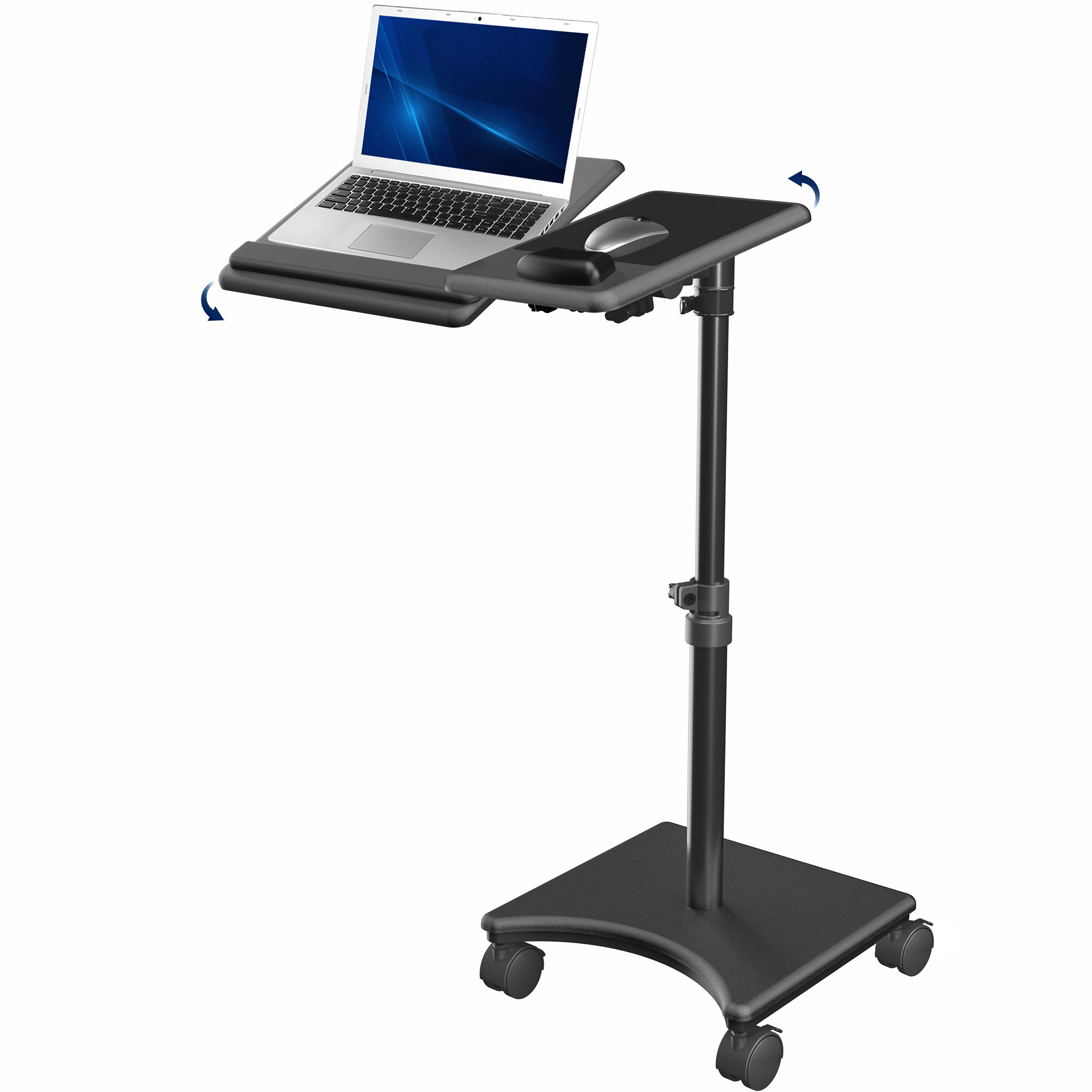 VIVO Black Laptop Cart with Extension Arm and Mouse Pad (CART-H10L ...