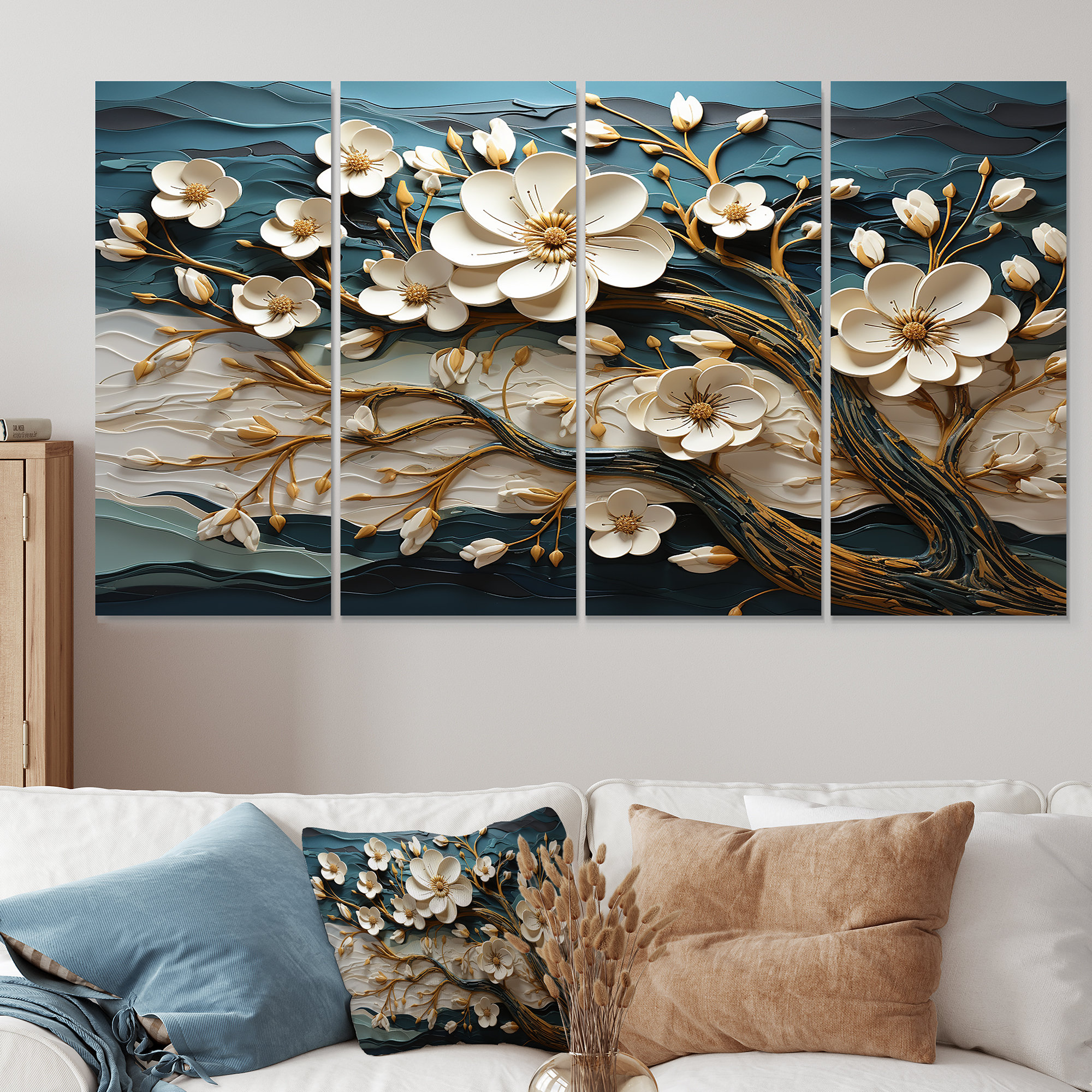 House of Hampton® White And Gold Charming Spring Flower Elegance III ...