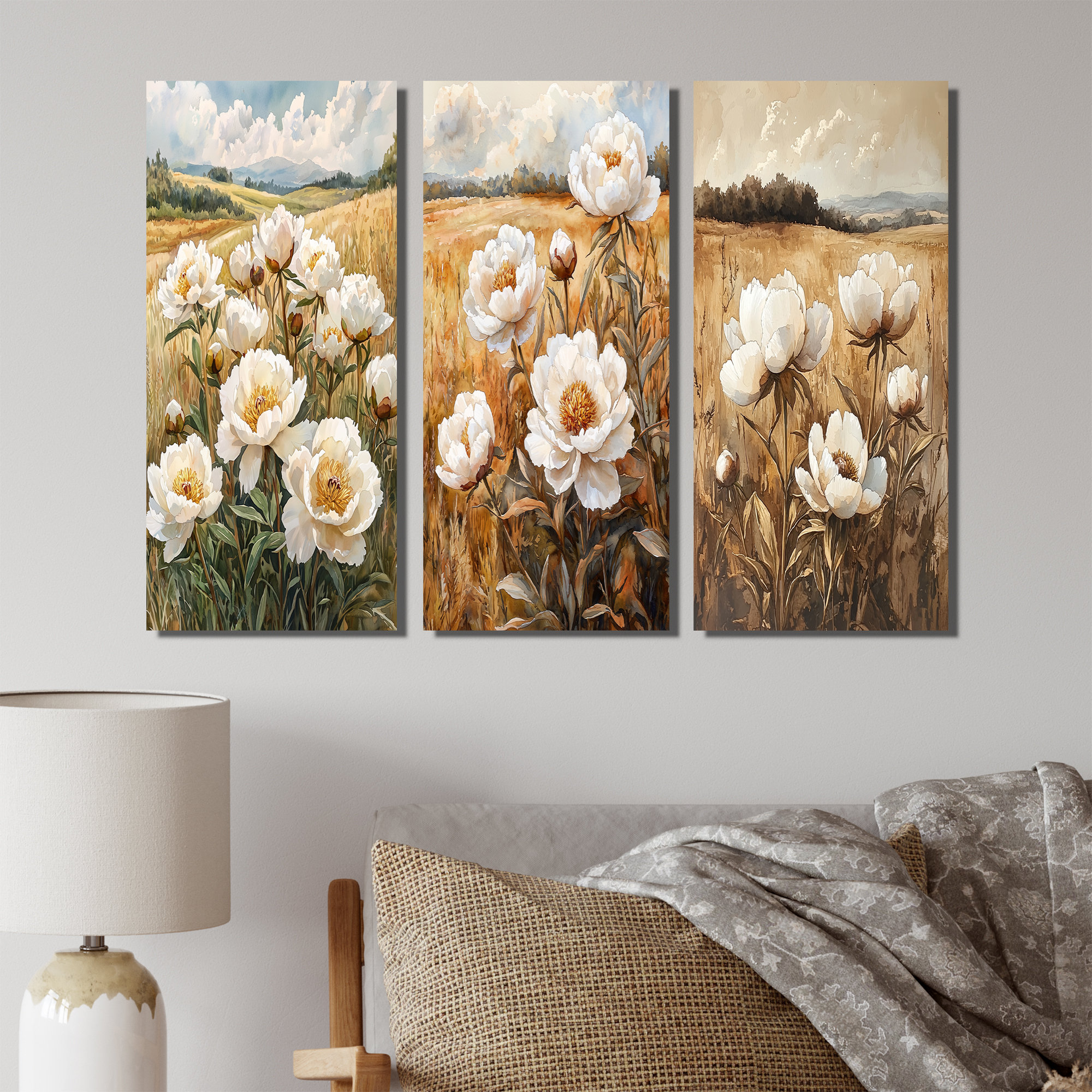 Lark Manor™ Peonies Along The Country Field I - Traditional Large Wall ...