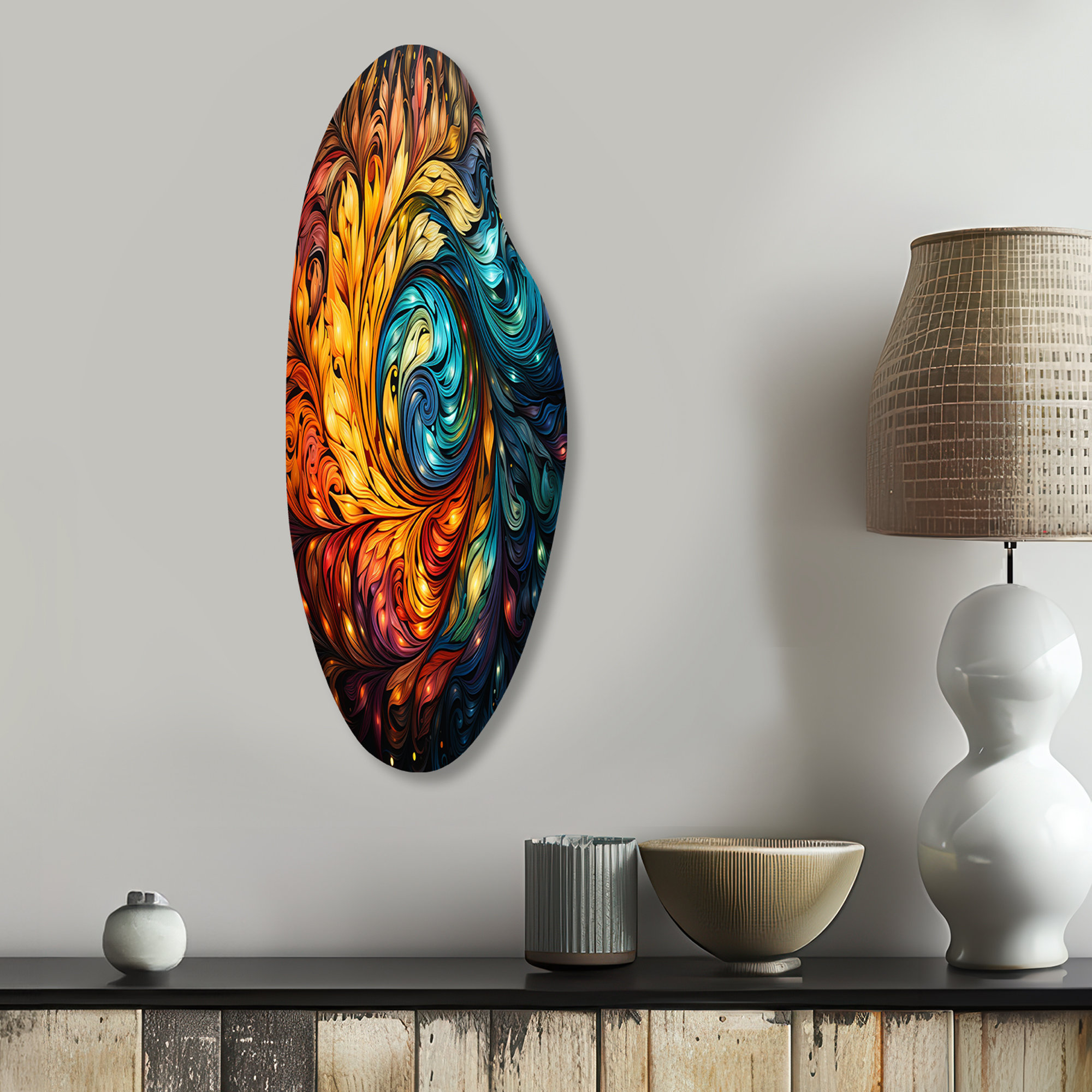 Design Art Colorful Indian Art Mystic Rangoli III - Indian Art Curved ...