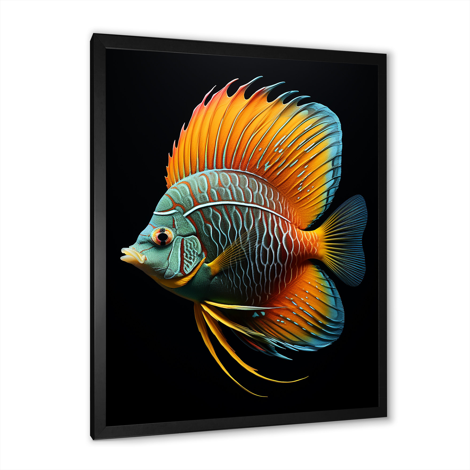 Design Art Beautiful Blue And Orange Butterflyfish VI - Beach & Ocean ...