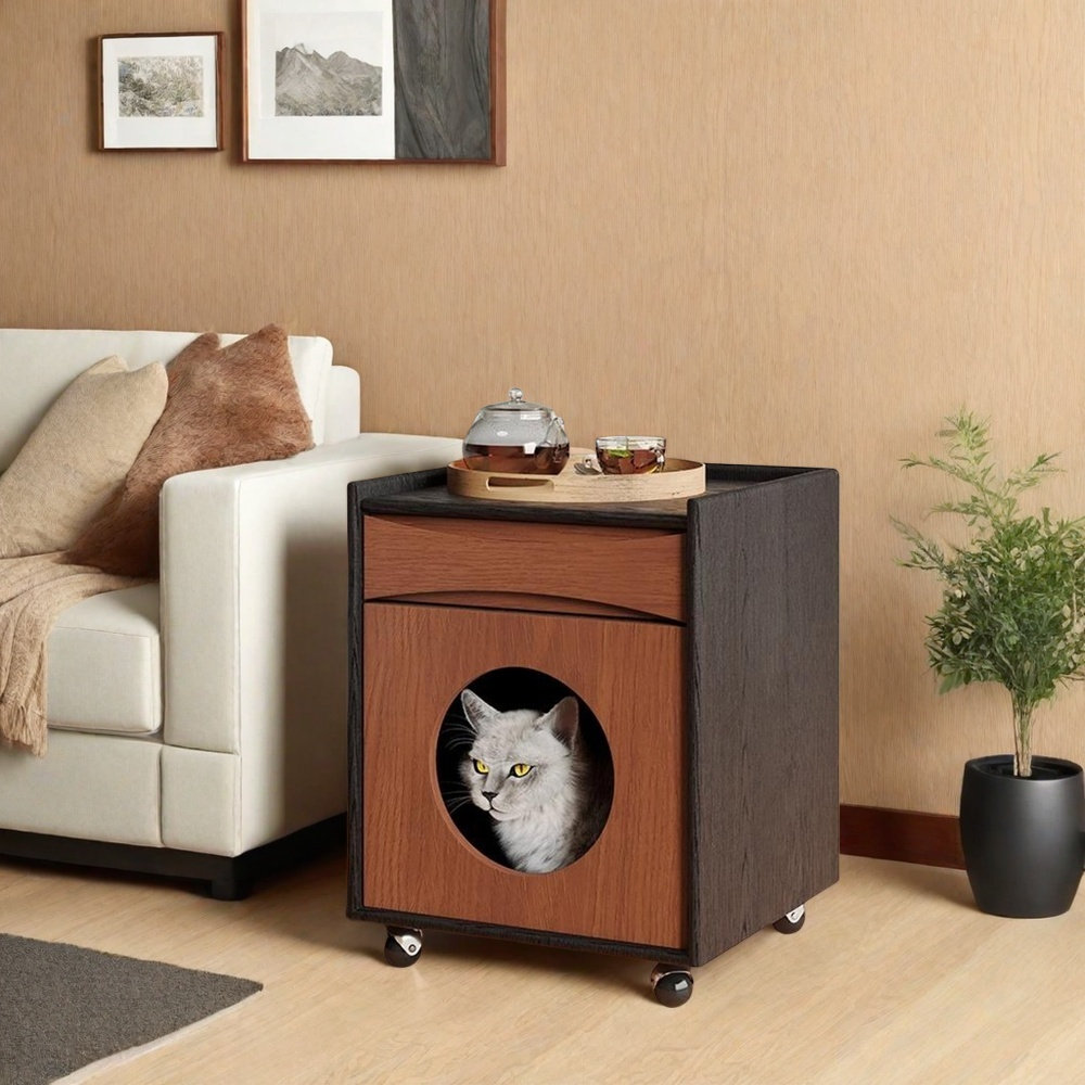 AWORET Mid-Century Modern Cat House Side Table | Wayfair