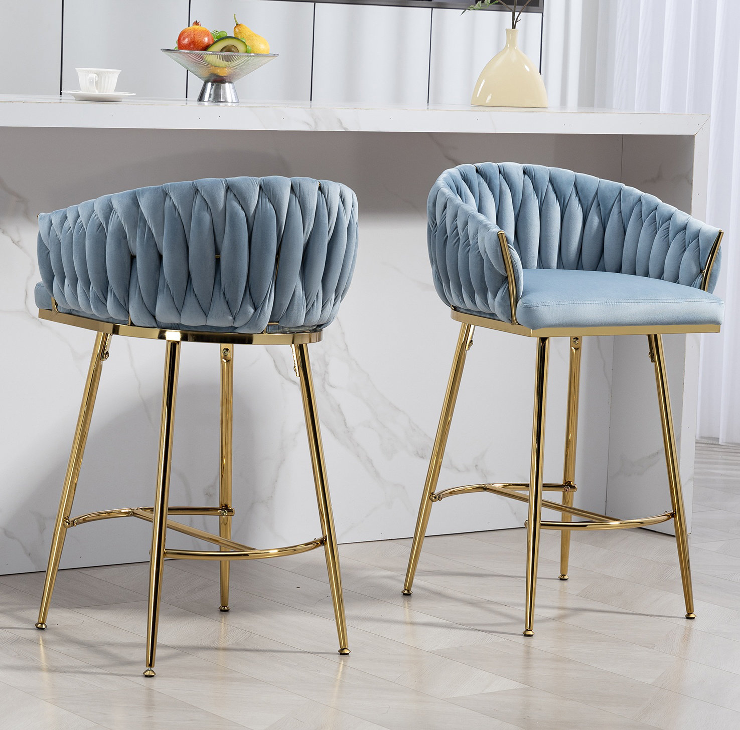 Everly Quinn 26" Counter height bar stools Set of 2 kitchen island ...