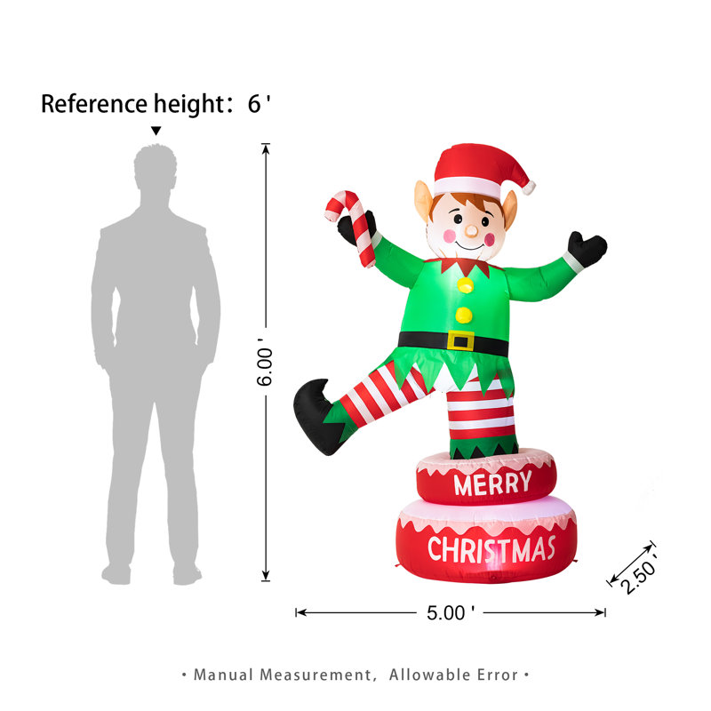 The Holiday Aisle® 6FT Lighted Inflatable Rotating Elf Decor | Wayfair