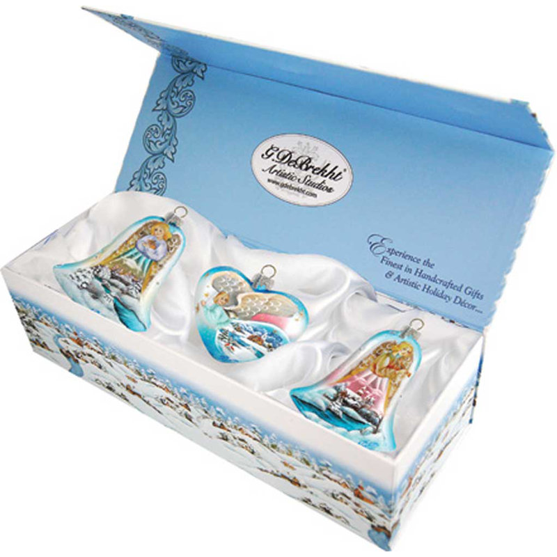 G Debrekht Holiday Splendor 3 Piece Angels Glass Shaped Ornament Set ...