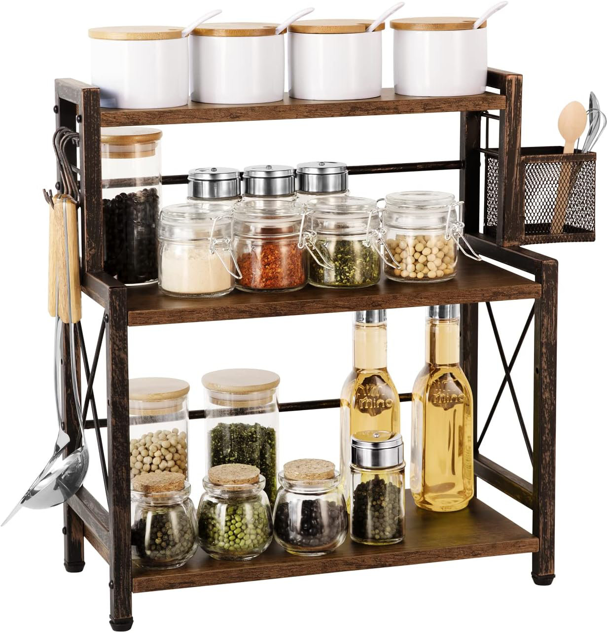 17 Stories Lazy Susan Spice Rack Organizer With Wire Basket, 3-Tier ...