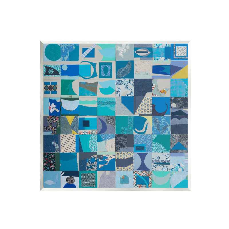 Stupell Industries Ba-249-Wood Blue Patchwork Abstraction by Pamela ...
