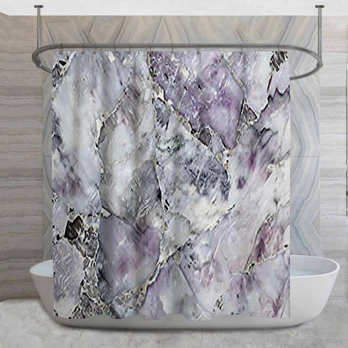 Everly Quinn Lavender Fragments Shower Curtain - Stone Bathroom Decor ...