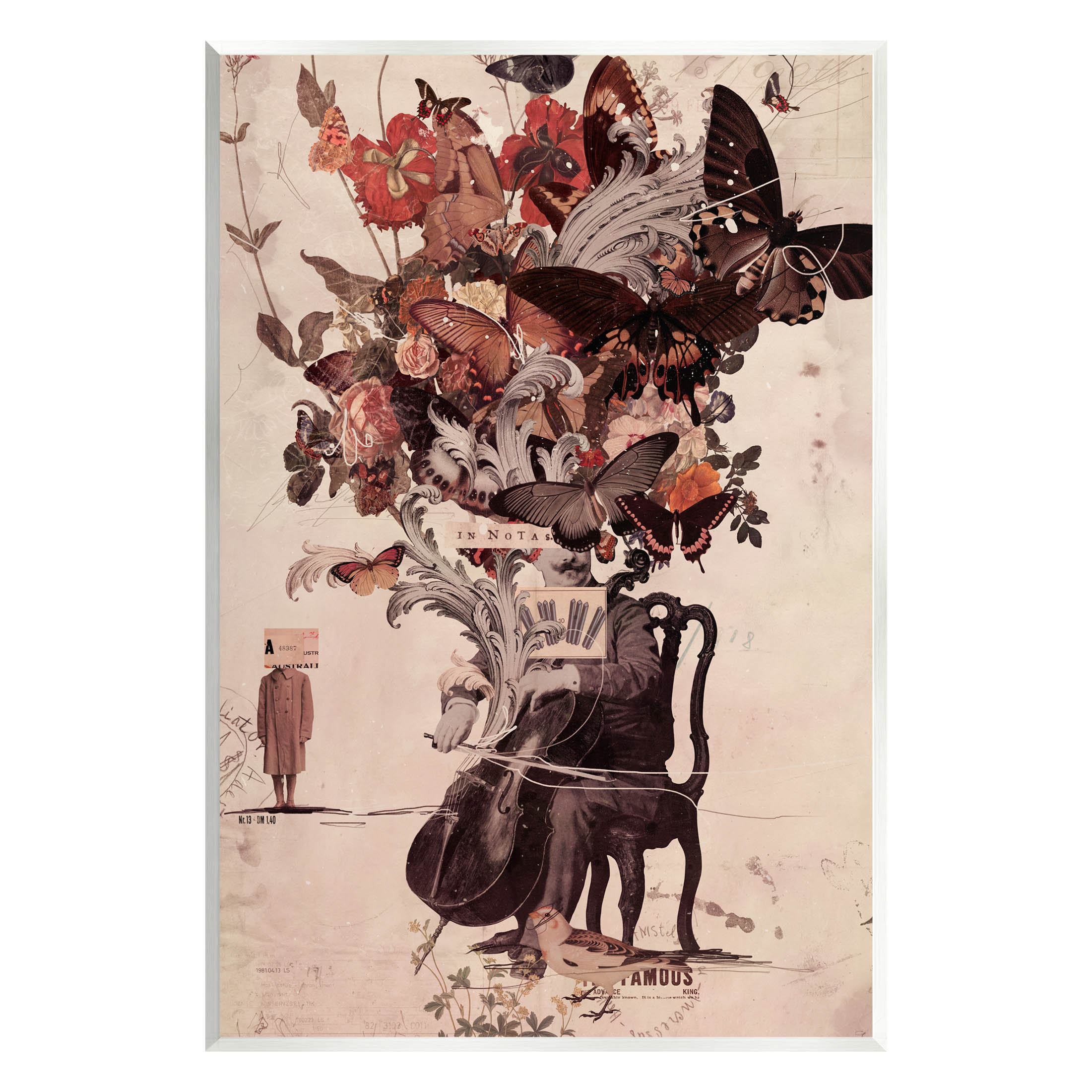 Stupell Industries Musician Butterfly Botanicals Collage Wall Plaque ...